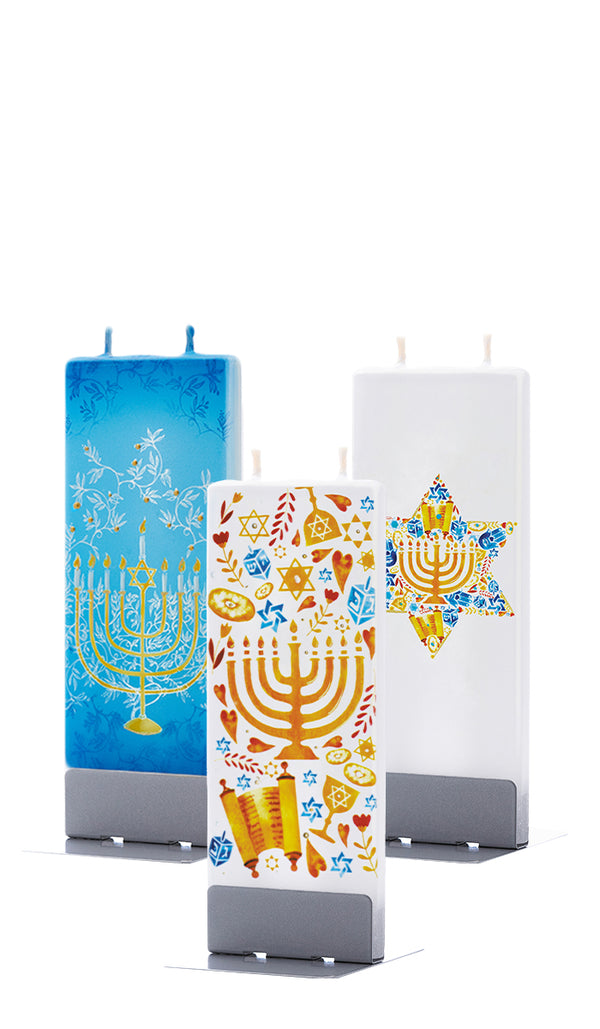 Menorah Trio Bundle - Handcrafted Flat Hanukkah Candles | Flatyz Online