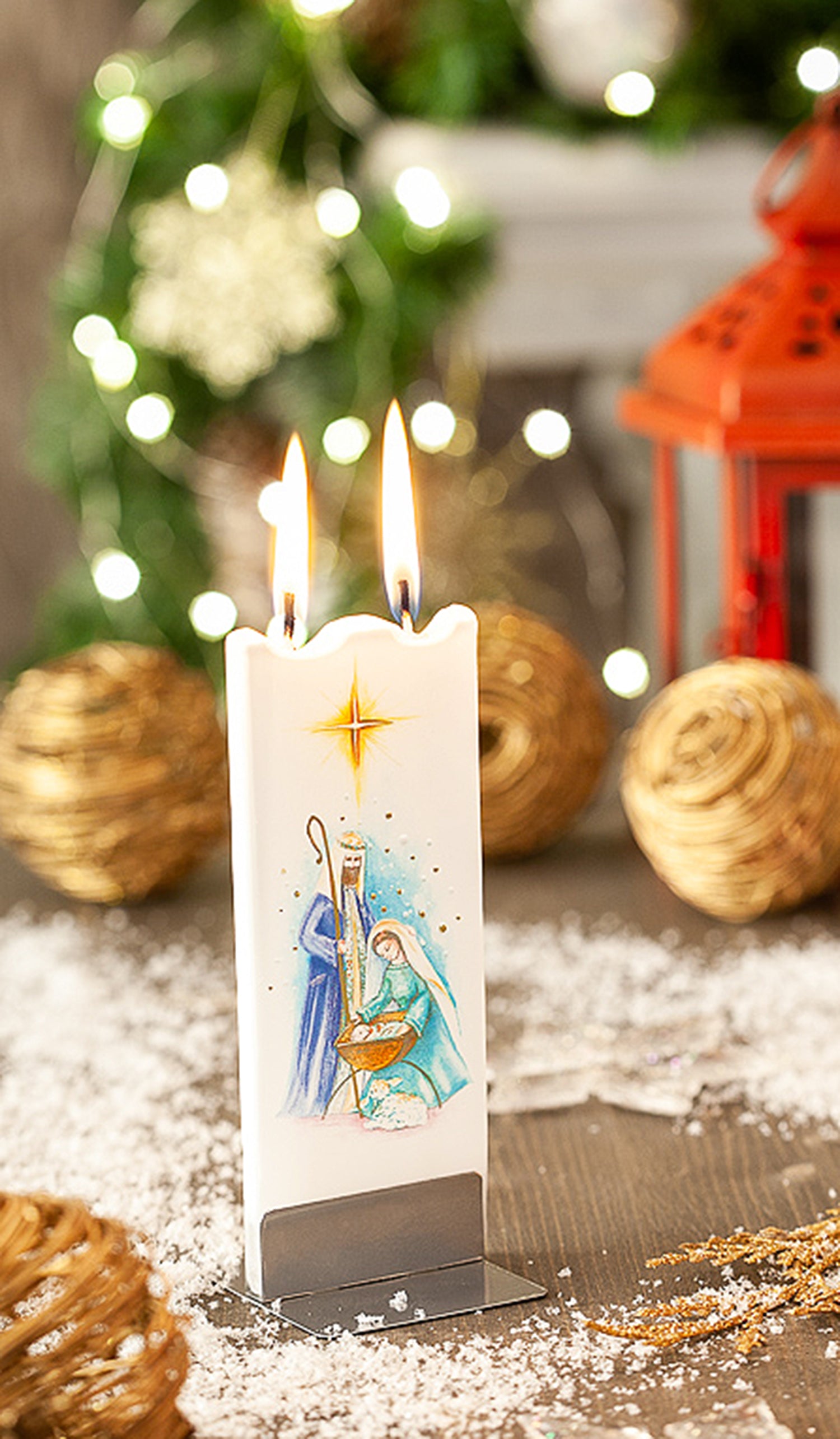 Religious Nativity Christmas Candle with the Holy Family | Flatyz ...