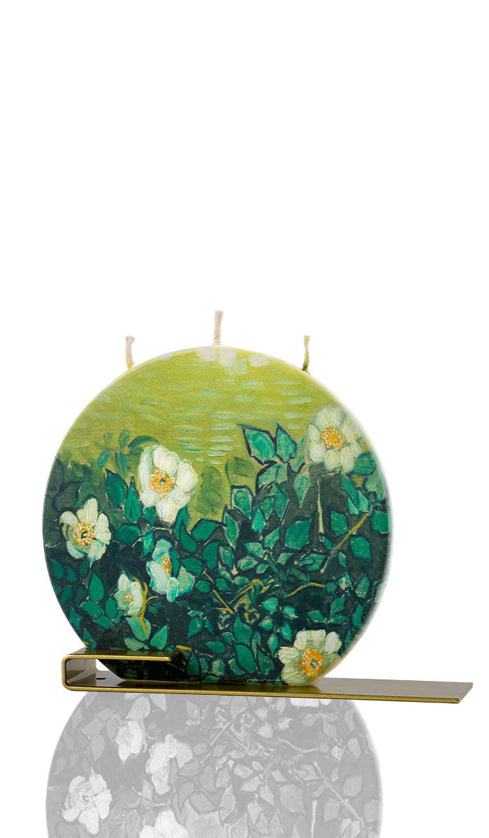 Vincent van Gogh - Wild Roses, 3-Wick Hand-Painted Candle | Flatyz Online