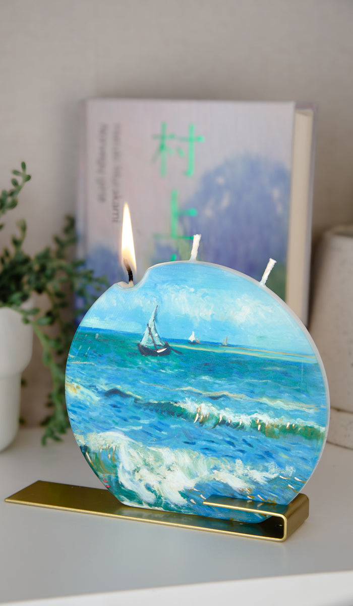 Vincent van Gogh - Seascape at Saintes-Maries, 3-Wick Hand-Painted ...